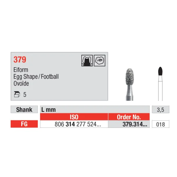 Diamond Burs Egg Fg 18